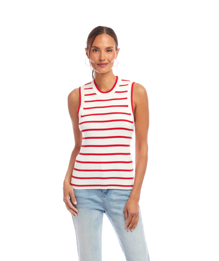 Sheila Stripe Ribbed Tank in Red and White - Karen Kane 2L89103 – Aurora Lynn Boutique