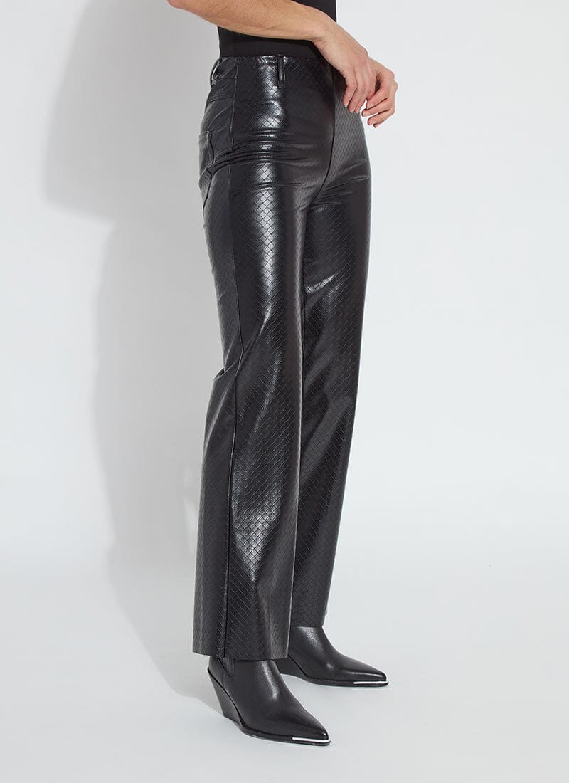 Amara Straight Flare Pant (30" Inseam) in Black Wicker Texture - Lysse ...