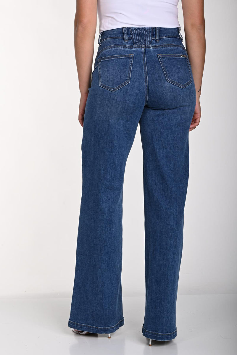 Brandi Blue Woven Denim Wide Leg Pant - FRANK LYMAN 241350U – Aurora ...