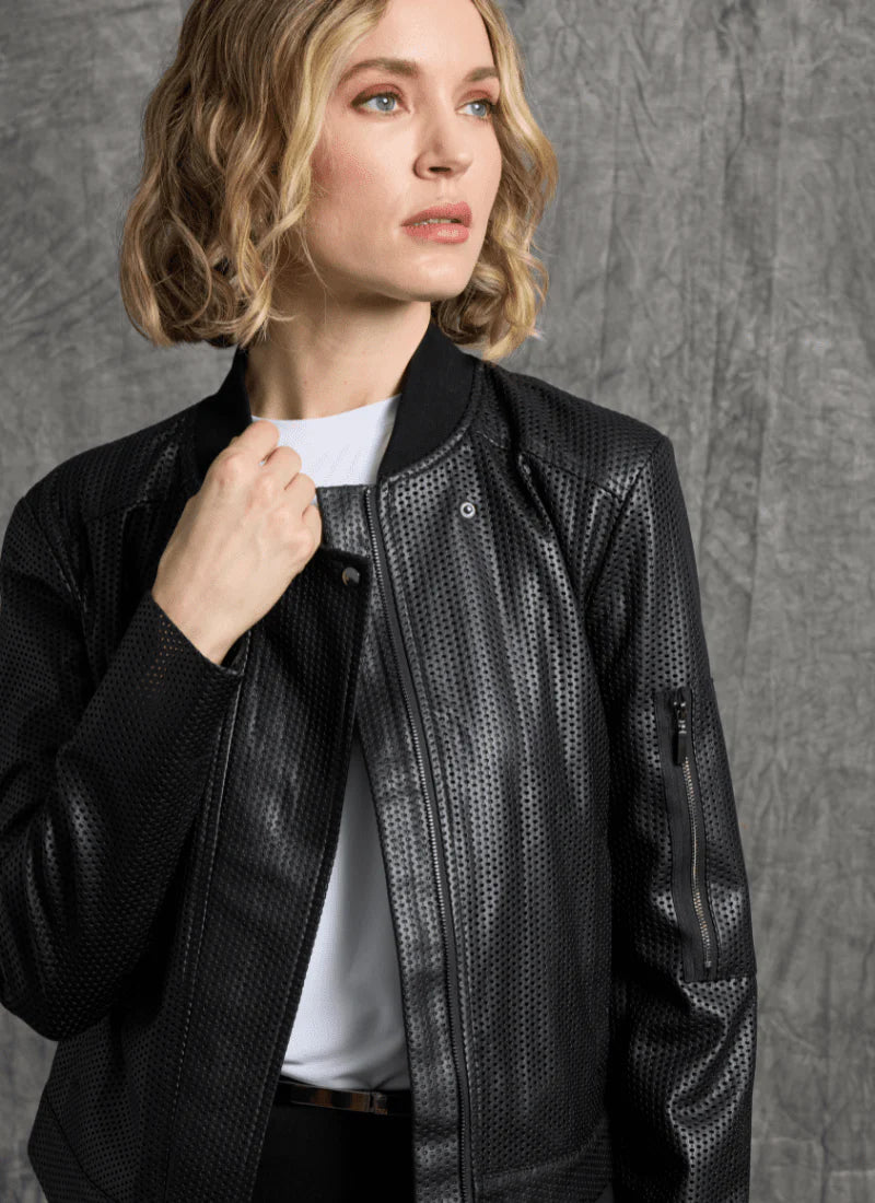 Millicent Perforated Vegan Leather Jacket - Lysse 24-3649-M8 – Aurora ...