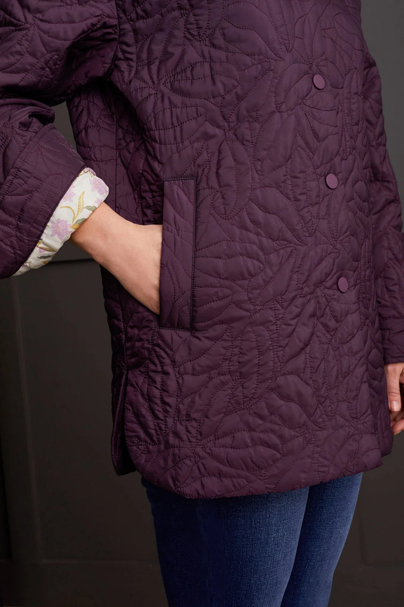 Final Sale Quinley Quilted Snap Front Shacket with Patterned Lining in ...