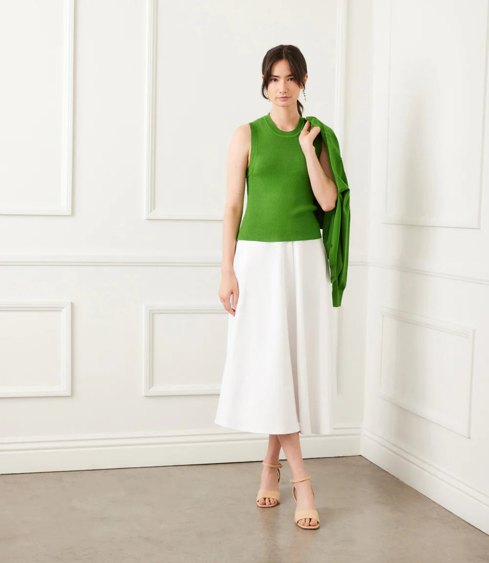 Skylee Sleeveless Ribbed Sweater Tank in Green - Karen Kane 2L89107 ...