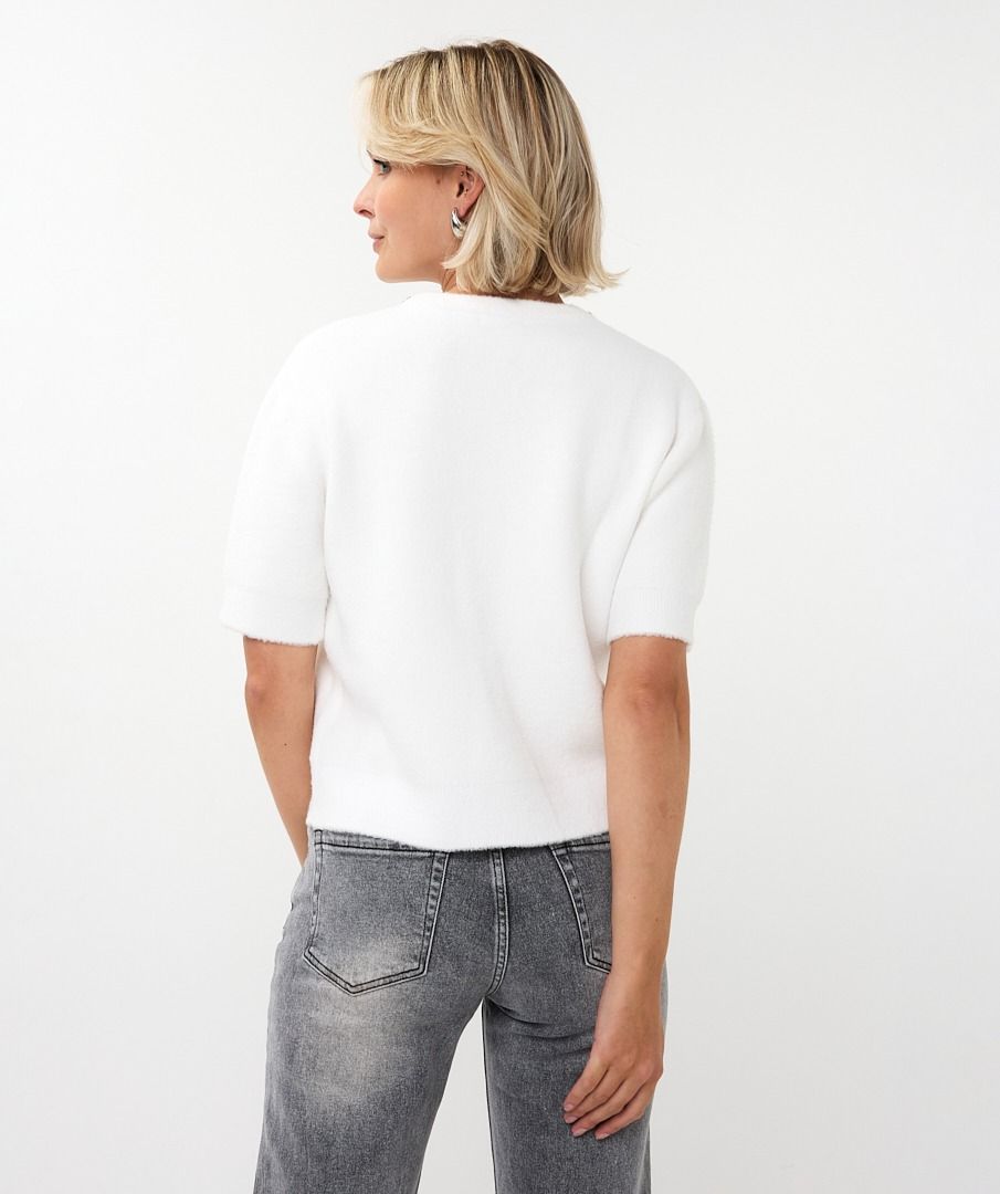 Fredrika Fancy Neck Sweater in Off-White - EsQualo W2507720 – Aurora ...